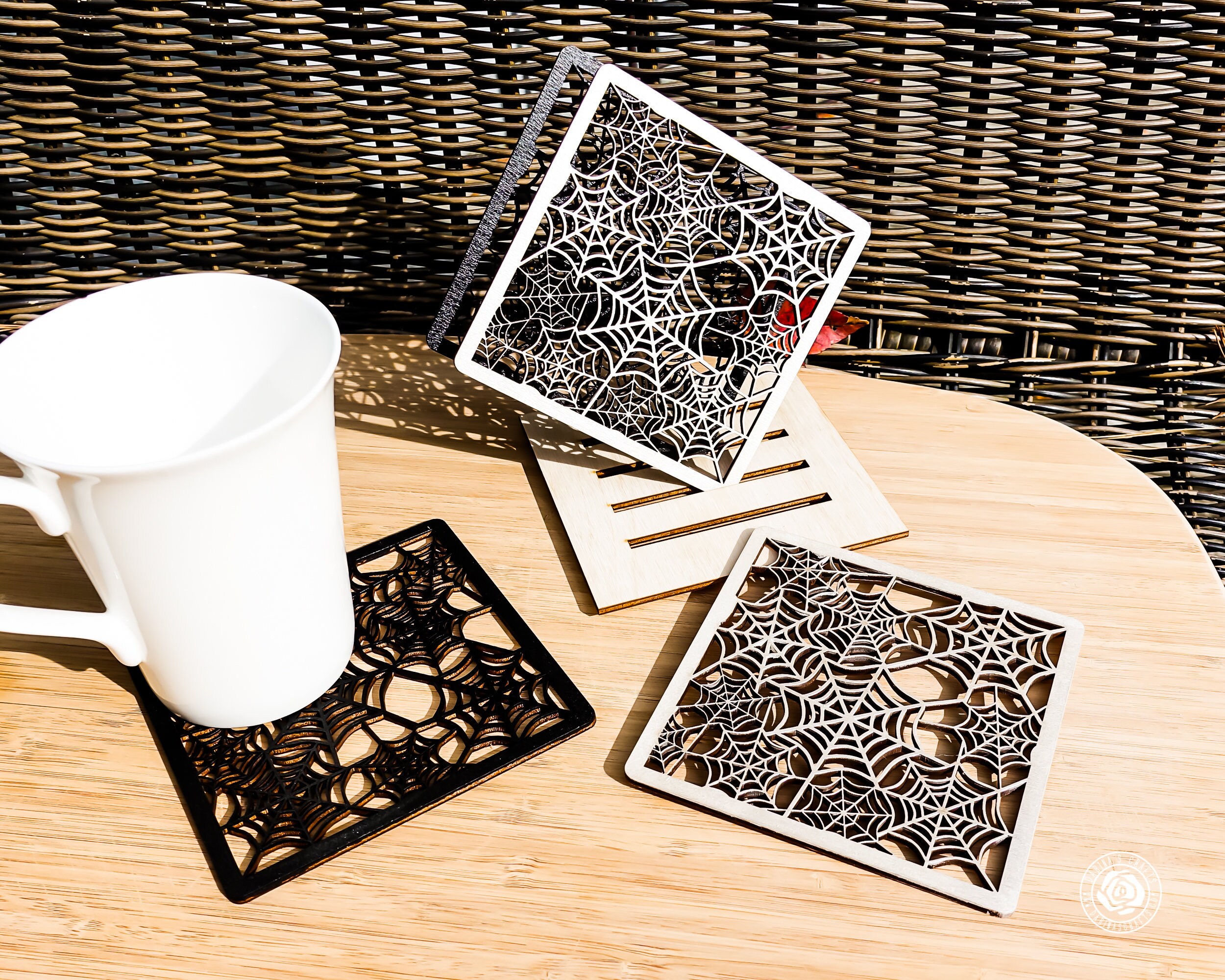 Spiderweb Coaster Set Square decorative Halloween Coasters | Etsy