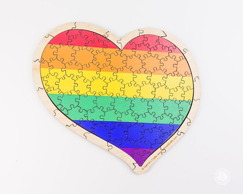 Pride Heart Jigsaw Puzzle Pride Flag Wooden Puzzle LGBT Wood - Etsy
