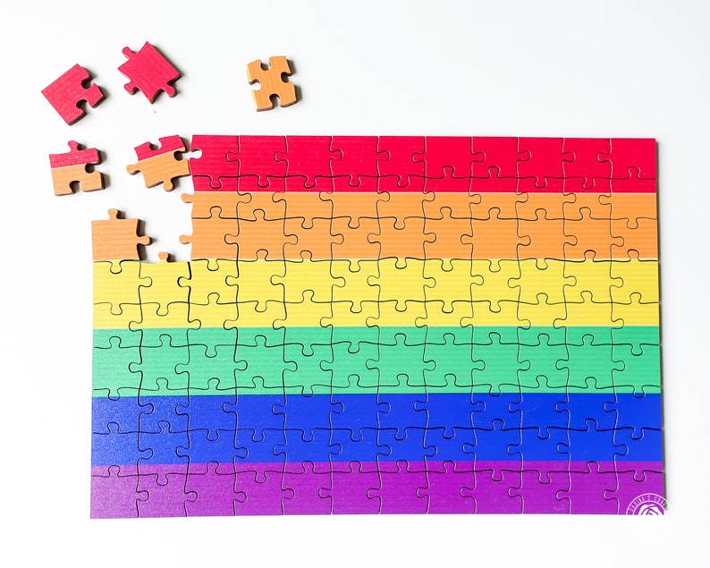 Pride Flag Jigsaw Puzzle Custom Wooden Puzzle LGBT Wood - Etsy