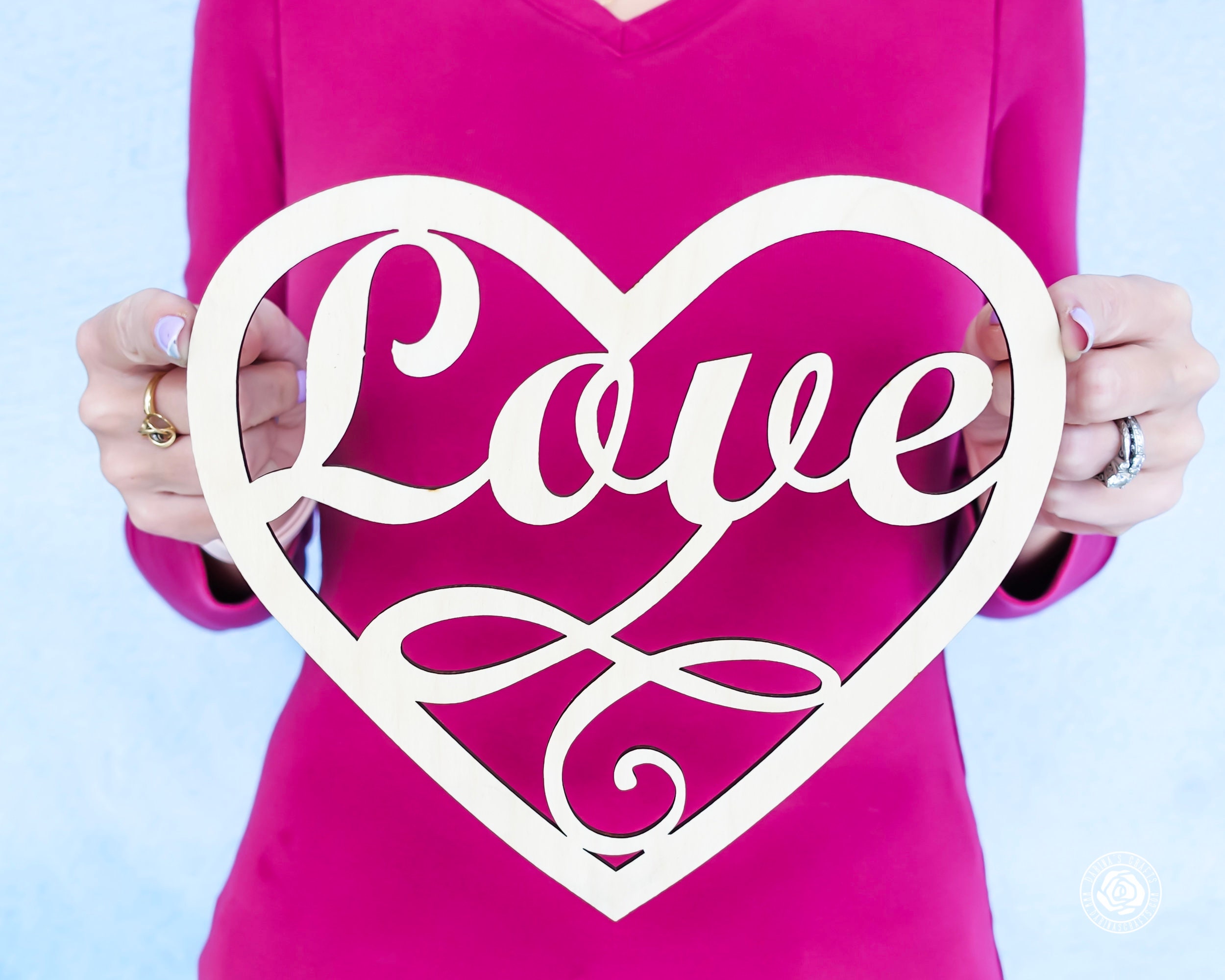 Love Wood Sign Love Script Word Wooden Love Heart Cutout | Etsy