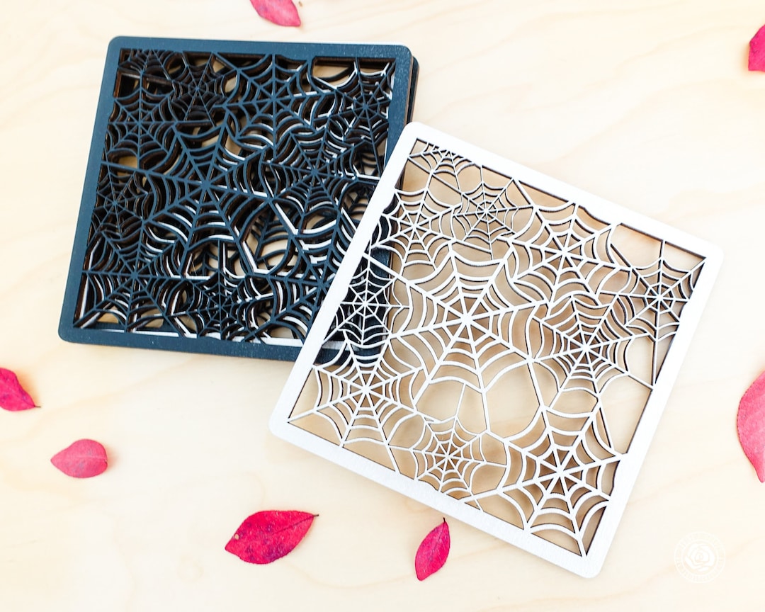 Spiderweb Coaster Set, Square Decorative Halloween Coasters - Etsy
