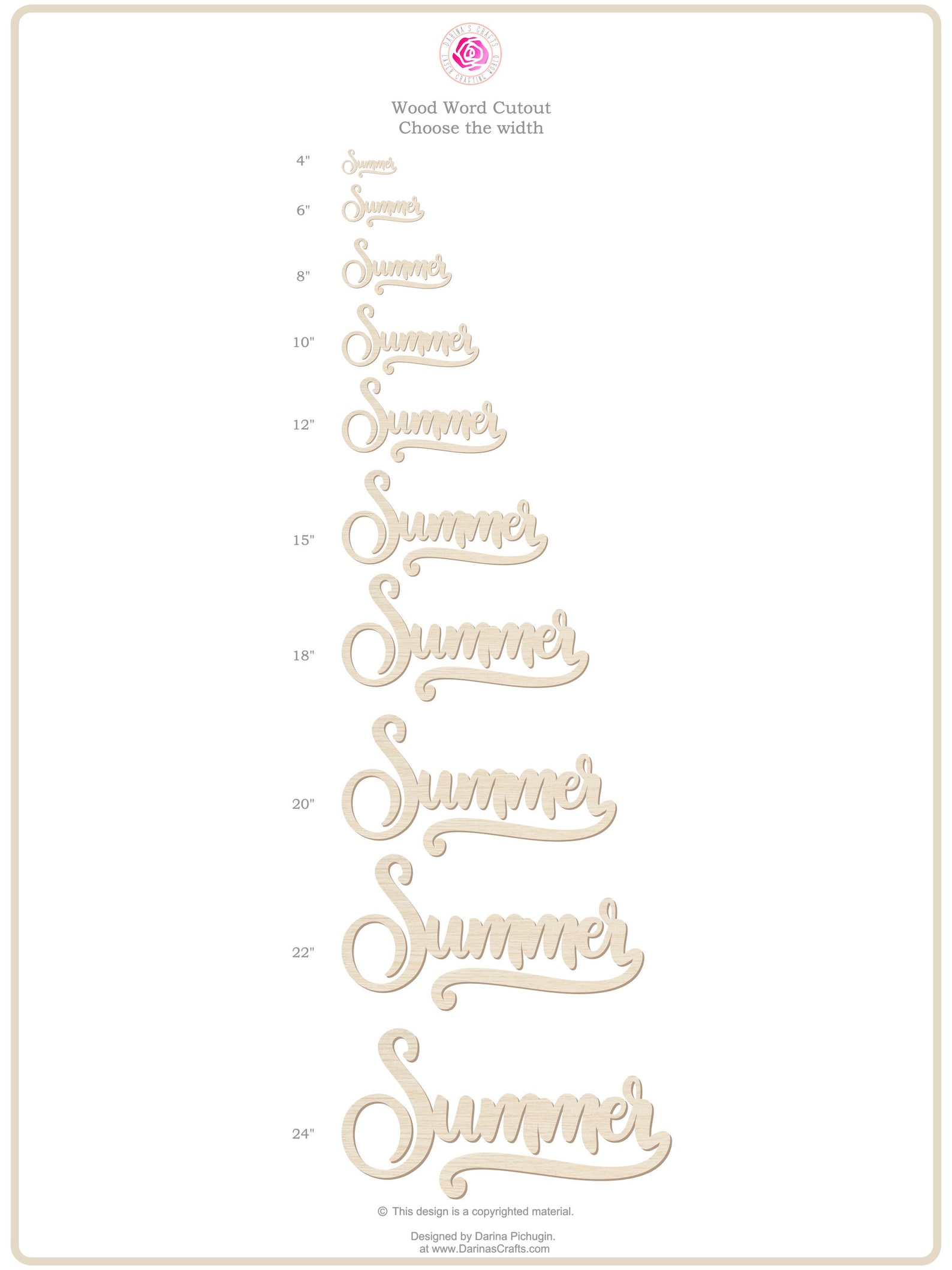 Summer Wood Word Cutout, Laser Cut Summer Decorations, Summer Sign ...