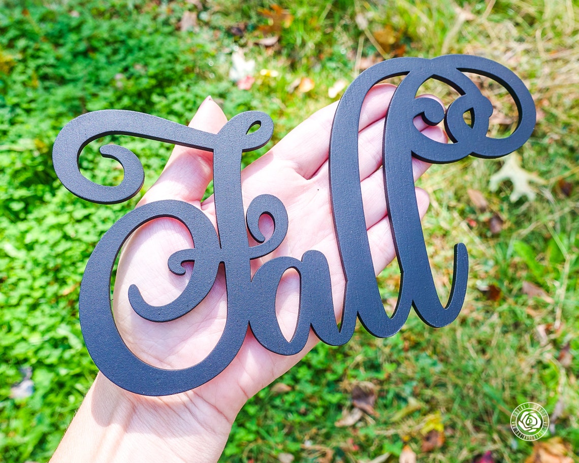 Fall Wood Word Cutout, Laser Cut Autumn Decorations, Fall Sign Script ...