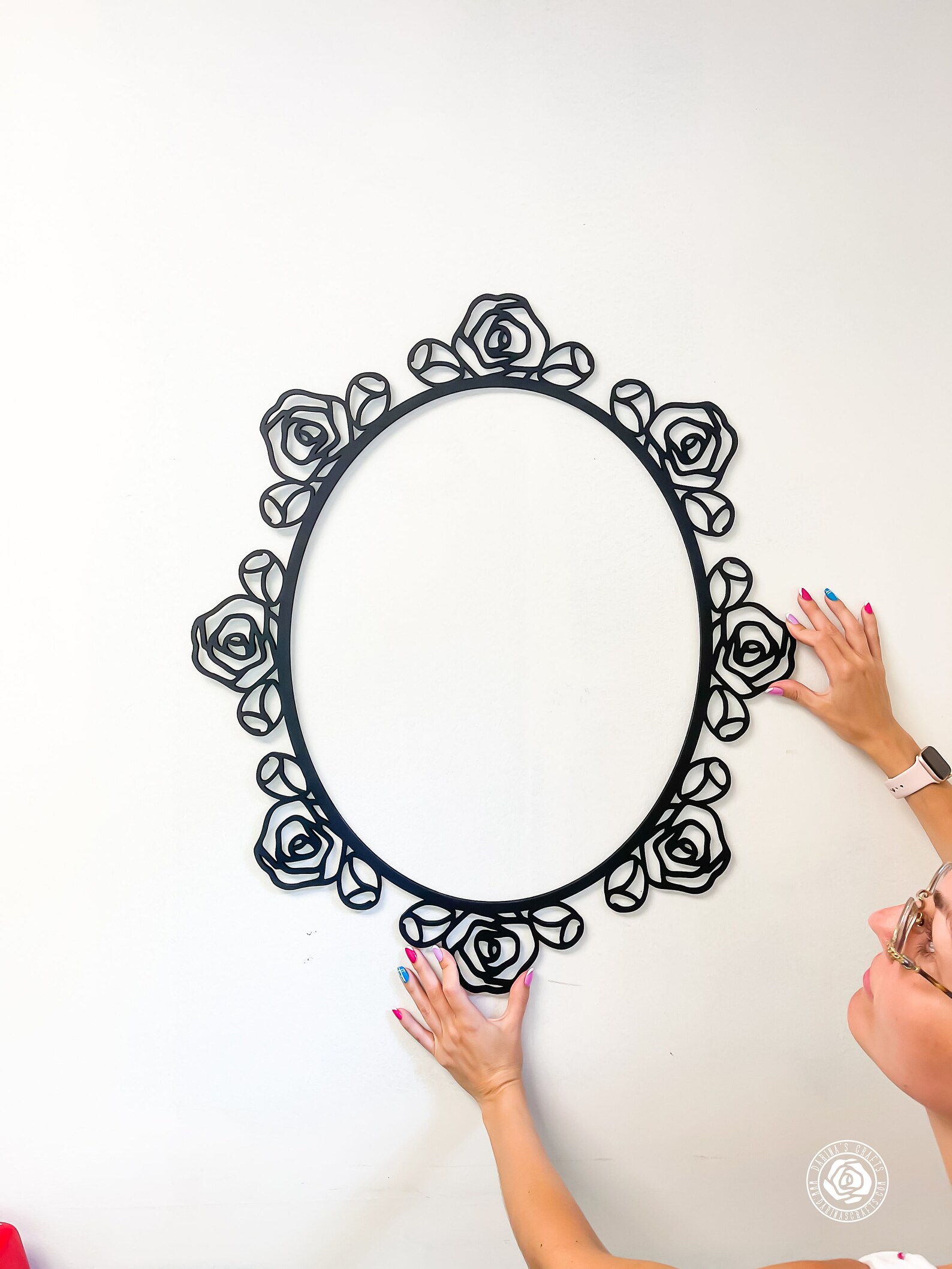 Large Floral Wood Frame, Vintage Roses Wooden Frame, Oval Custom Frame ...