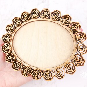 3 Floral Wood Frames, Vintage Roses Wood Cut Outs, Oval Frame Set of 3 ...