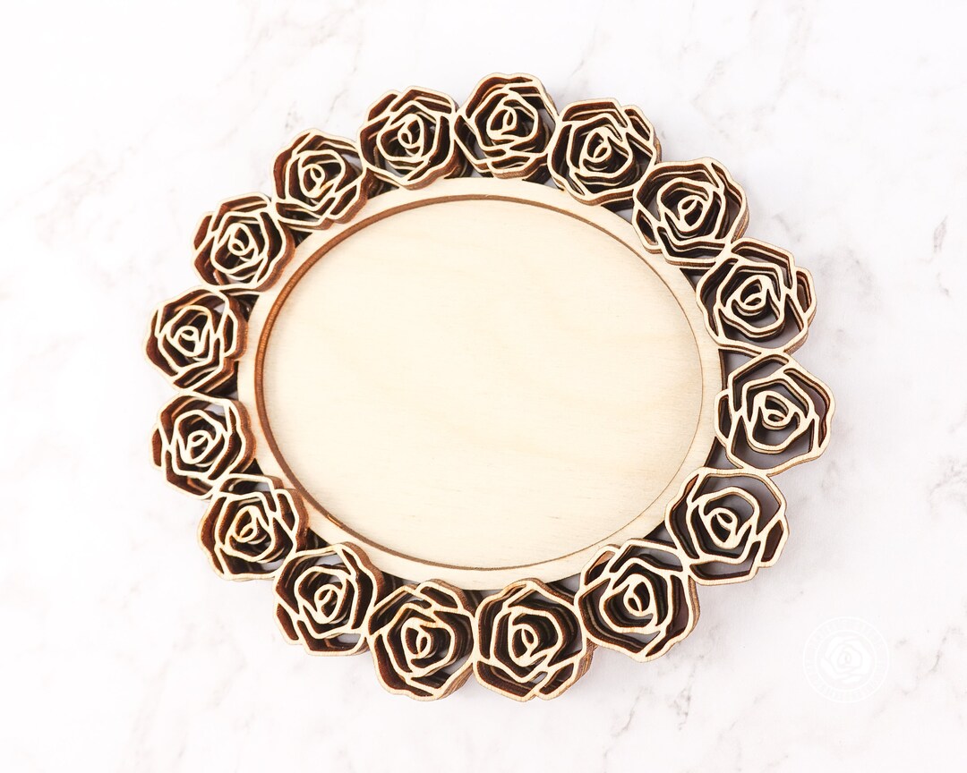 3 Floral Wood Frames, Vintage Roses Wood Cut Outs, Oval Frame Set of 3 ...