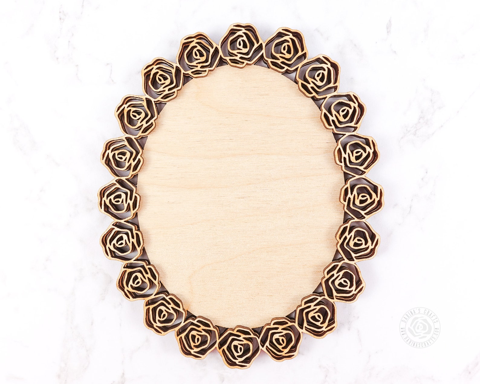 Floral Wood Frames, Vintage Roses Wood Cut Outs, Oval Frame Set of 2 ...
