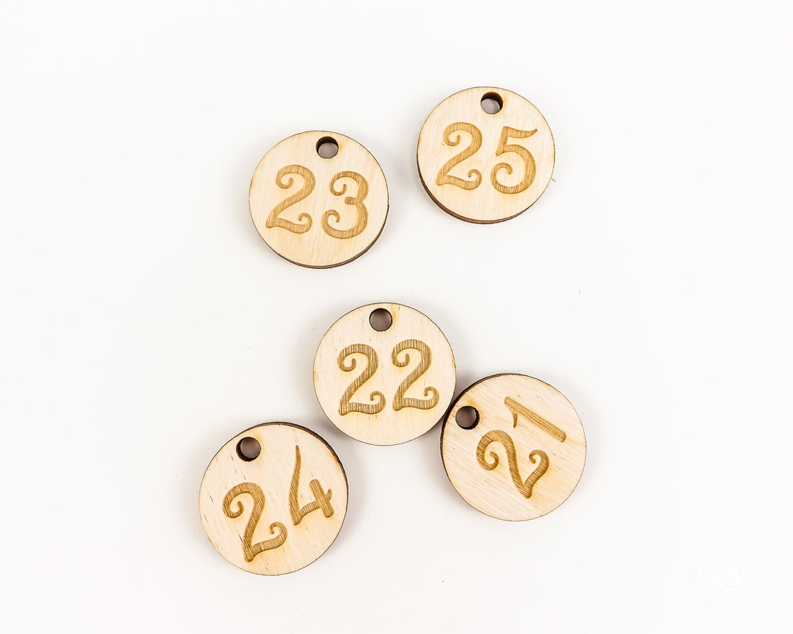 Wood Advent Calendar Numbers Wooden Advent Number Tags | Etsy