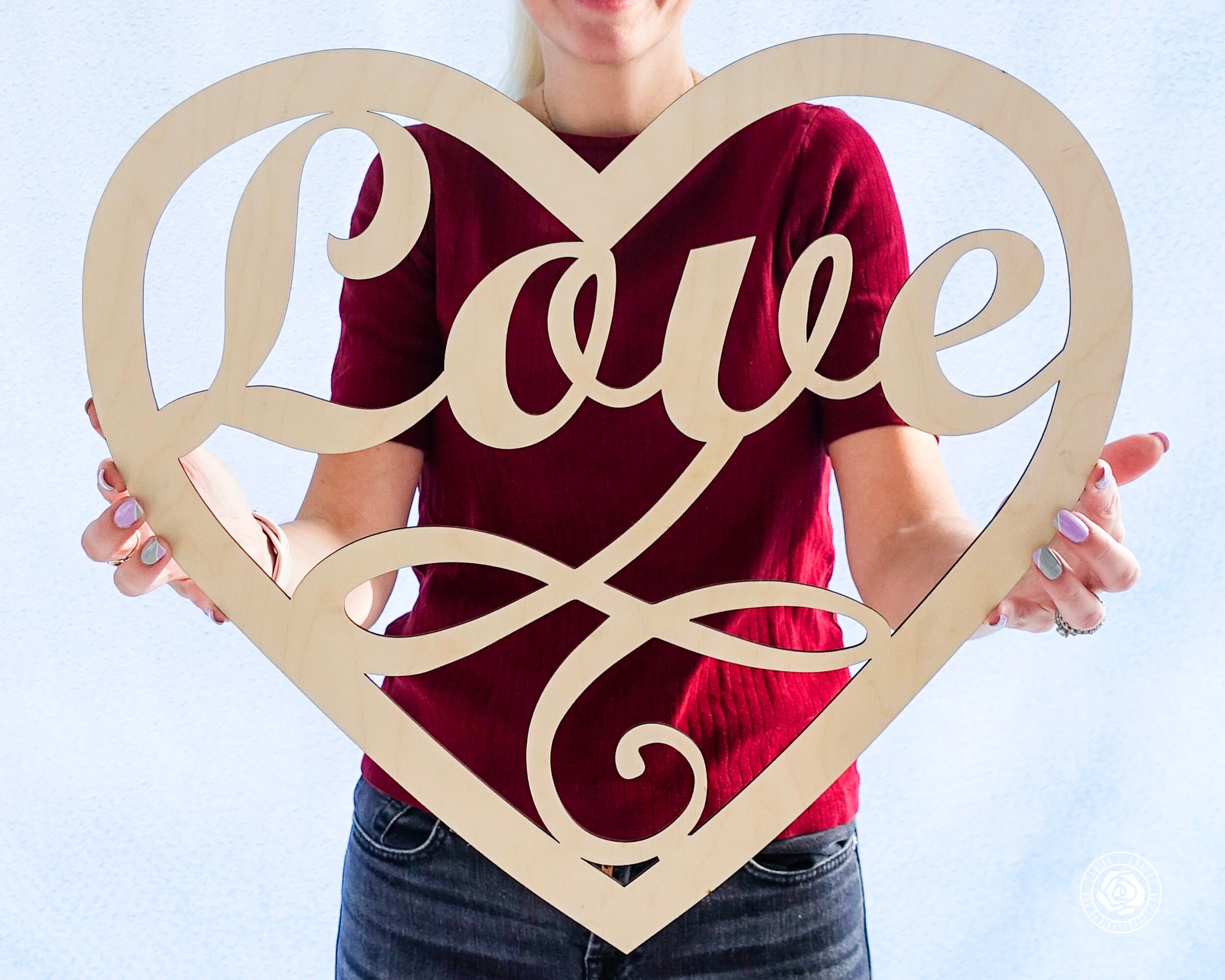 Love Wood Sign Love Script Word Wooden Love Heart Cutout | Etsy
