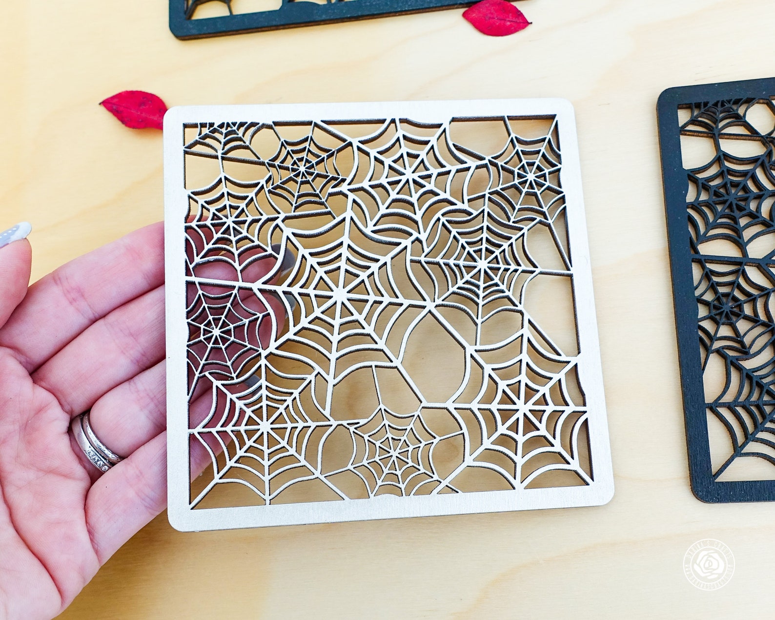 Spiderweb Coaster Set Square Decorative Halloween Coasters | Etsy