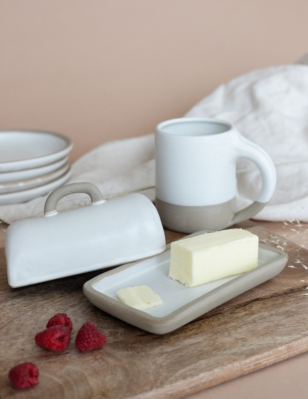 White Butter Dish, Clay Butter Dish, Minimalistic Butter Dish ...