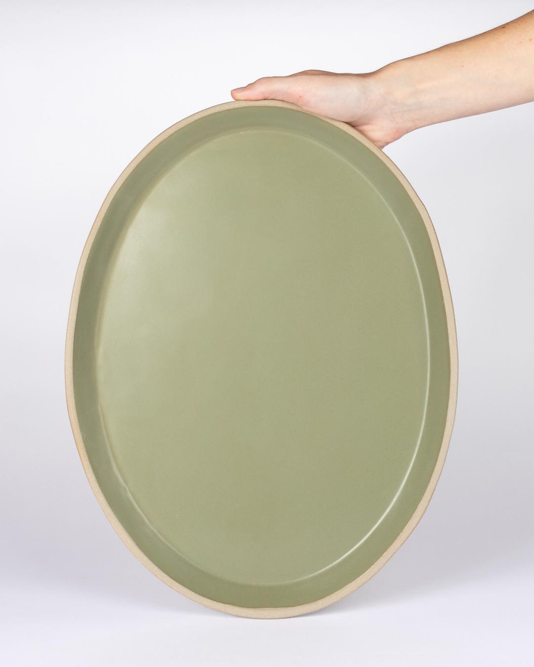 Handmade Green Platter, Green Serving Platter, Ceramic Serving Tray ...