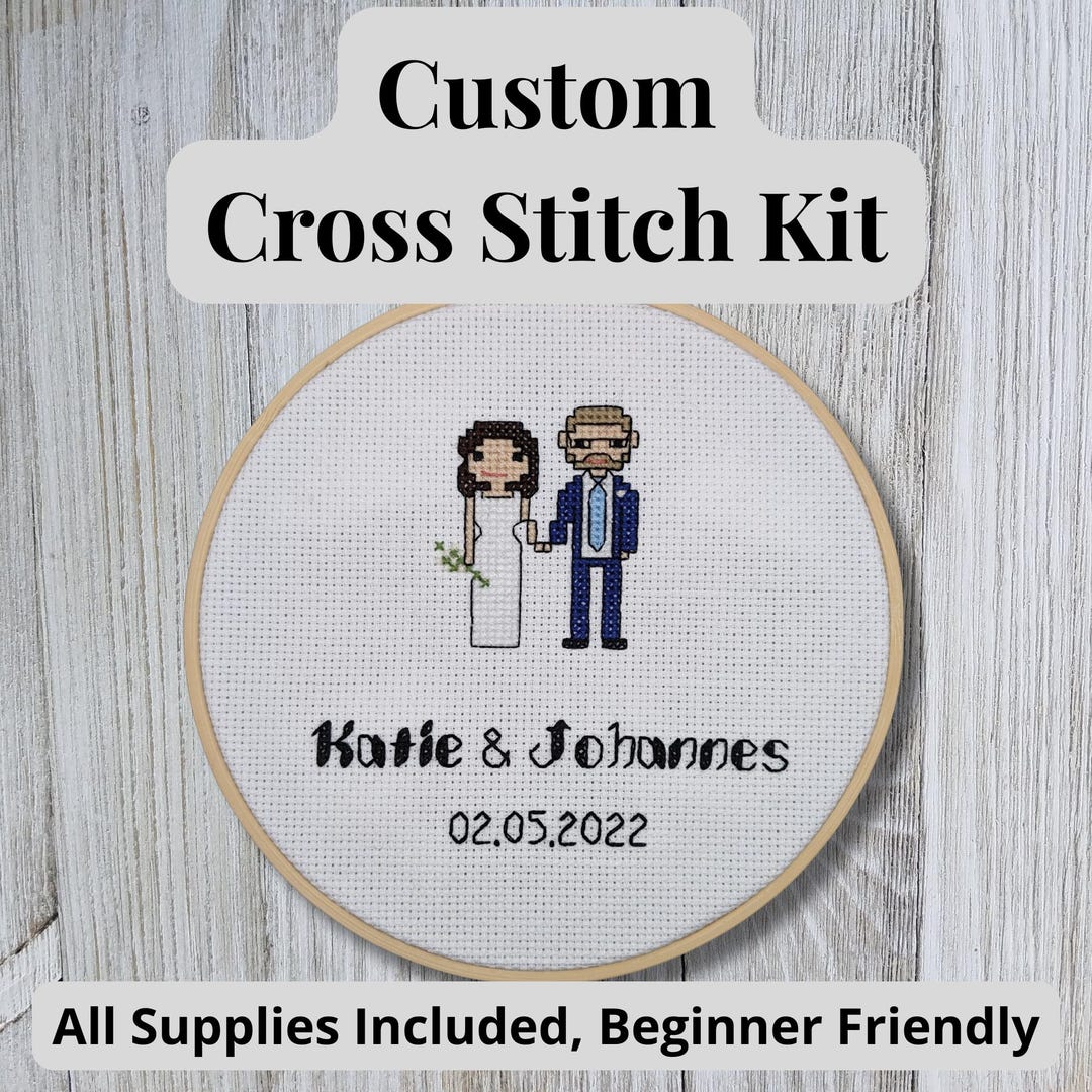 DIY Wedding Portrait Cross Stitch Kit, Personalized Cotton Anniversary ...