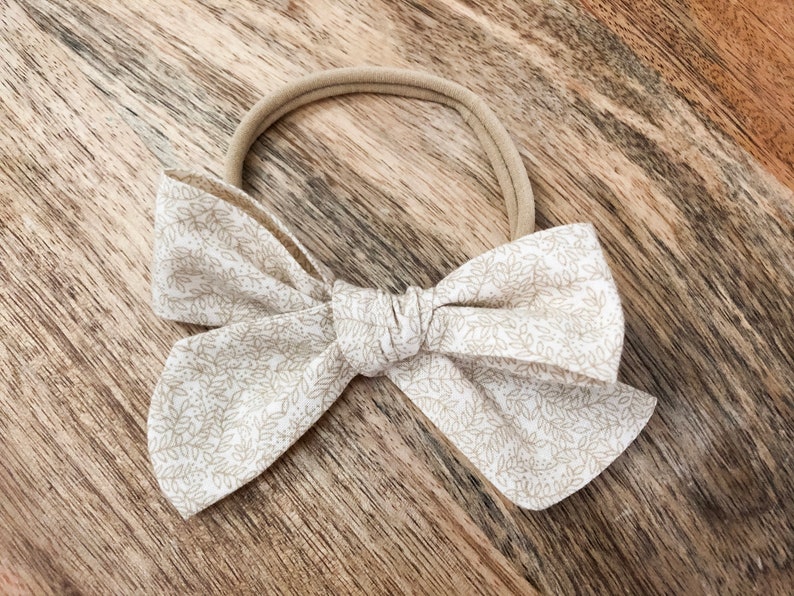 Neutral Bow Floral Bow Baby Headband Toddler Bow Baby Girl | Etsy