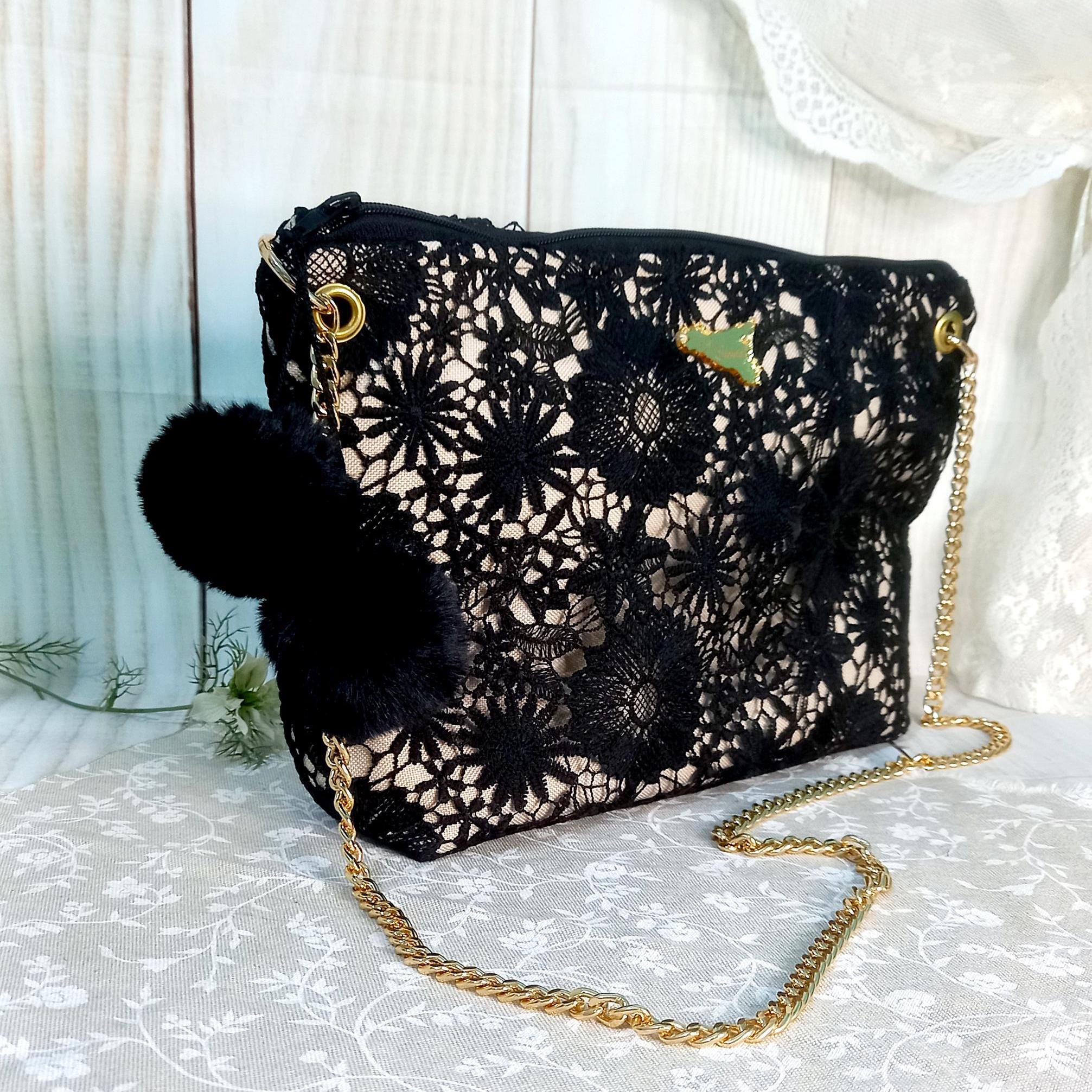 Sicilian Black Lace Bag, With Shoulder Strap , Capacious and Elegant ...