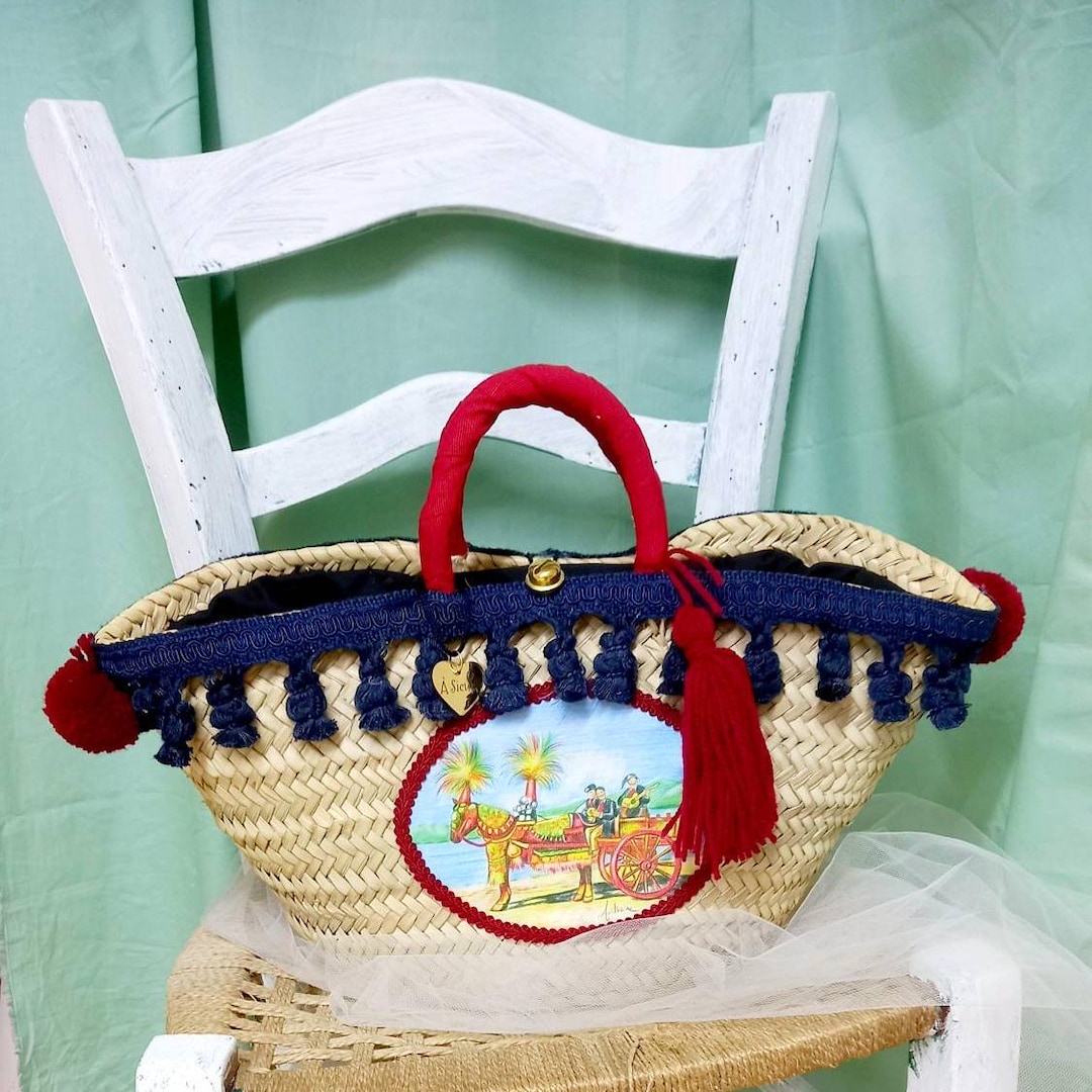 Sicilian Coffa Bag With Sicilian Cart , Italian Gift for Woman ...