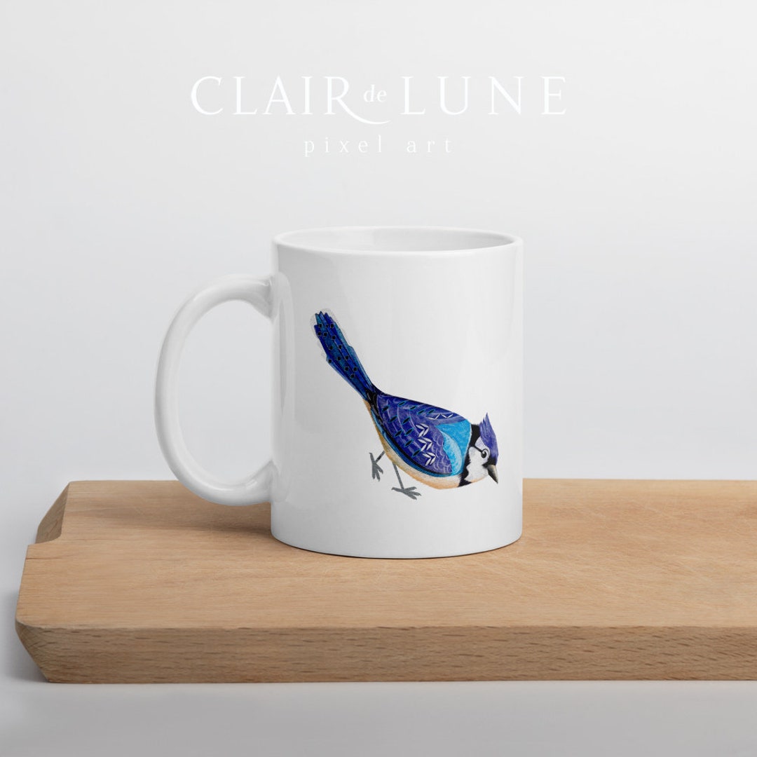 Blue Jay Coffee Mug, Stylized Blue Colored Wildbird, 11 Oz Ceramic ...