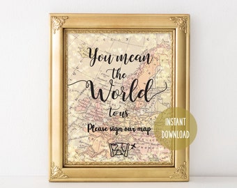 Wedding Guest Book World Map Travel Theme Customized Digital Printable ...