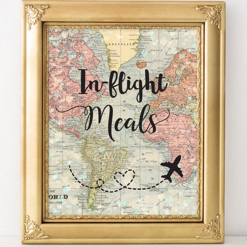 Printable in Flight Drinks Sign World Map 8x10 Travel Wedding | Etsy