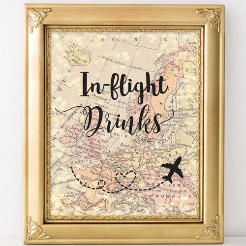 Printable in Flight Drinks Sign World Map 8x10 Travel Wedding | Etsy