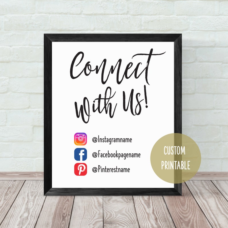 Connect With Us Social Media Sign 8x10 Small Business Craft - Etsy