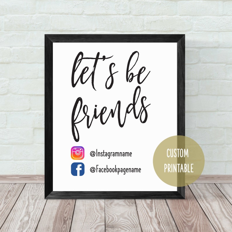 Lets Be Friends Social Media Sign 8x10 Small Business Craft | Etsy