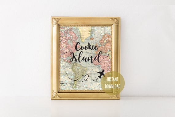 Printable Cookie Island Sign World Map 8x10 Travel Wedding - Etsy UK