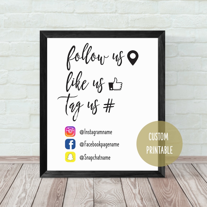 Follow Uslike Us Tag Us Social Media Sign 8x10 Small | Etsy