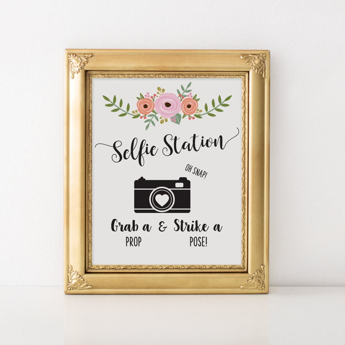Selfie Station Sign Printable Grab a Prop Strike a Pose - Etsy