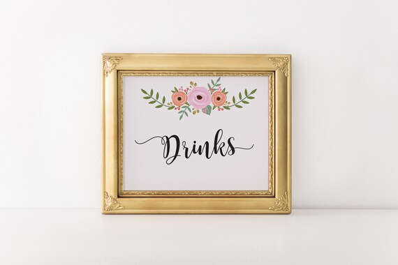 Printable Drinks Sign Wedding Table Sign Champagne Bubbly - Etsy
