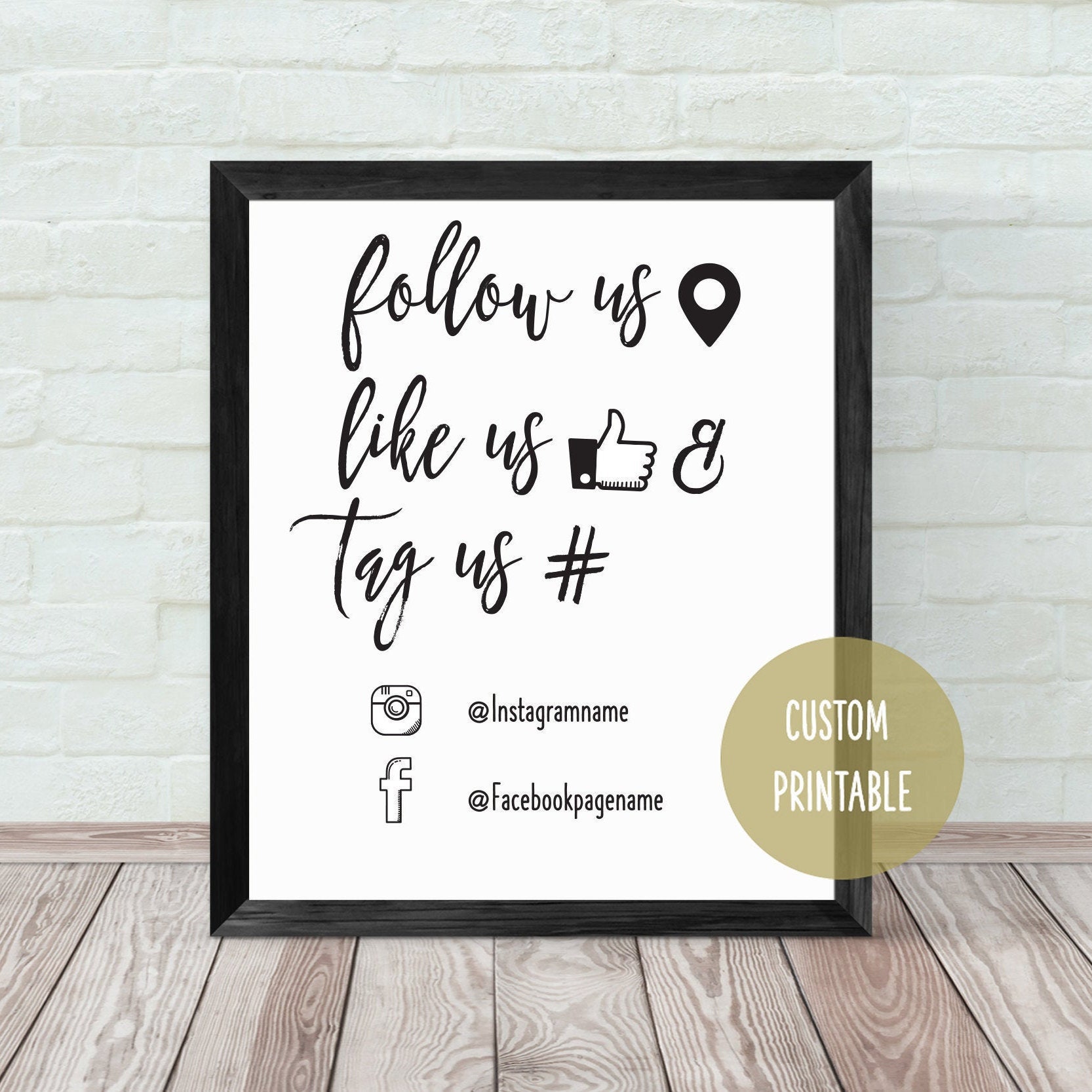 Follow UsLike Us Tag Us Social Media Sign 8x10 Small | Etsy