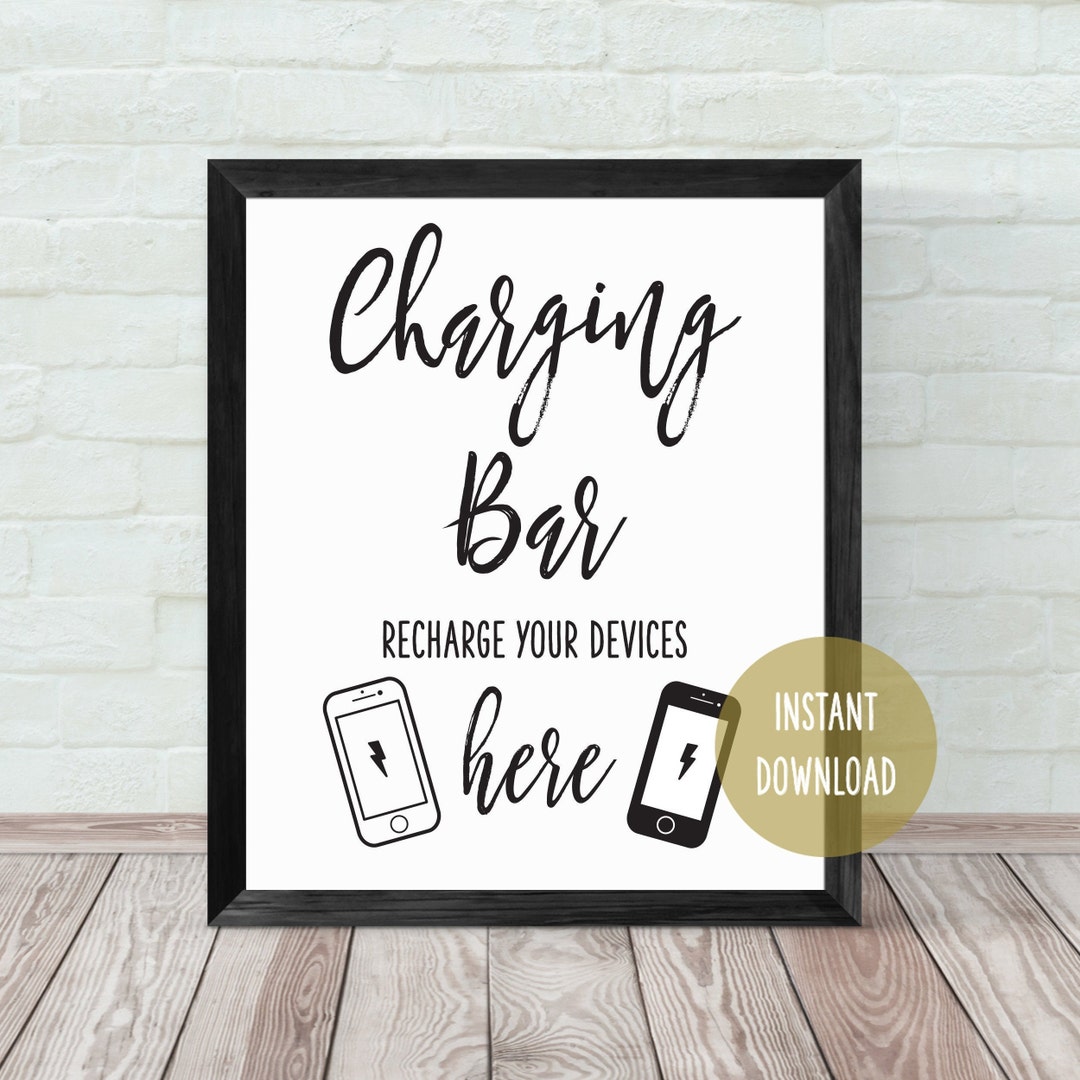 Printable Charging Bar Sign Phone, Recharge Your Devices Here ...