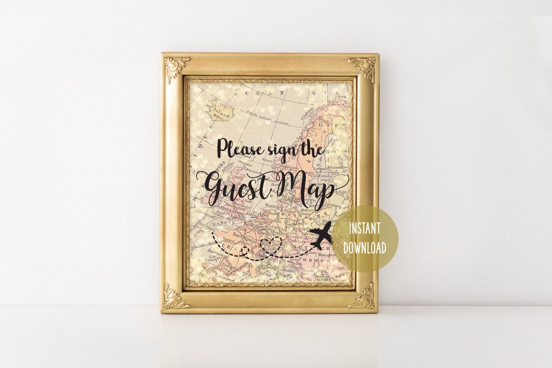 Buy Please Sign the Guest Map Sign World Map 8x10 Globe Online in India ...