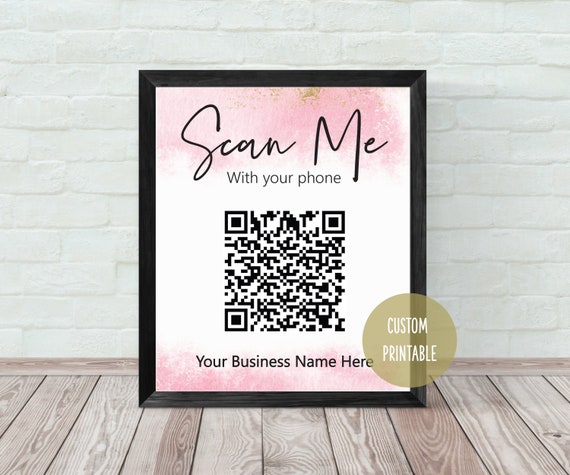 Scan Me Sign Qr Code Sign Social Media Pink Gold 8x10 Etsy 