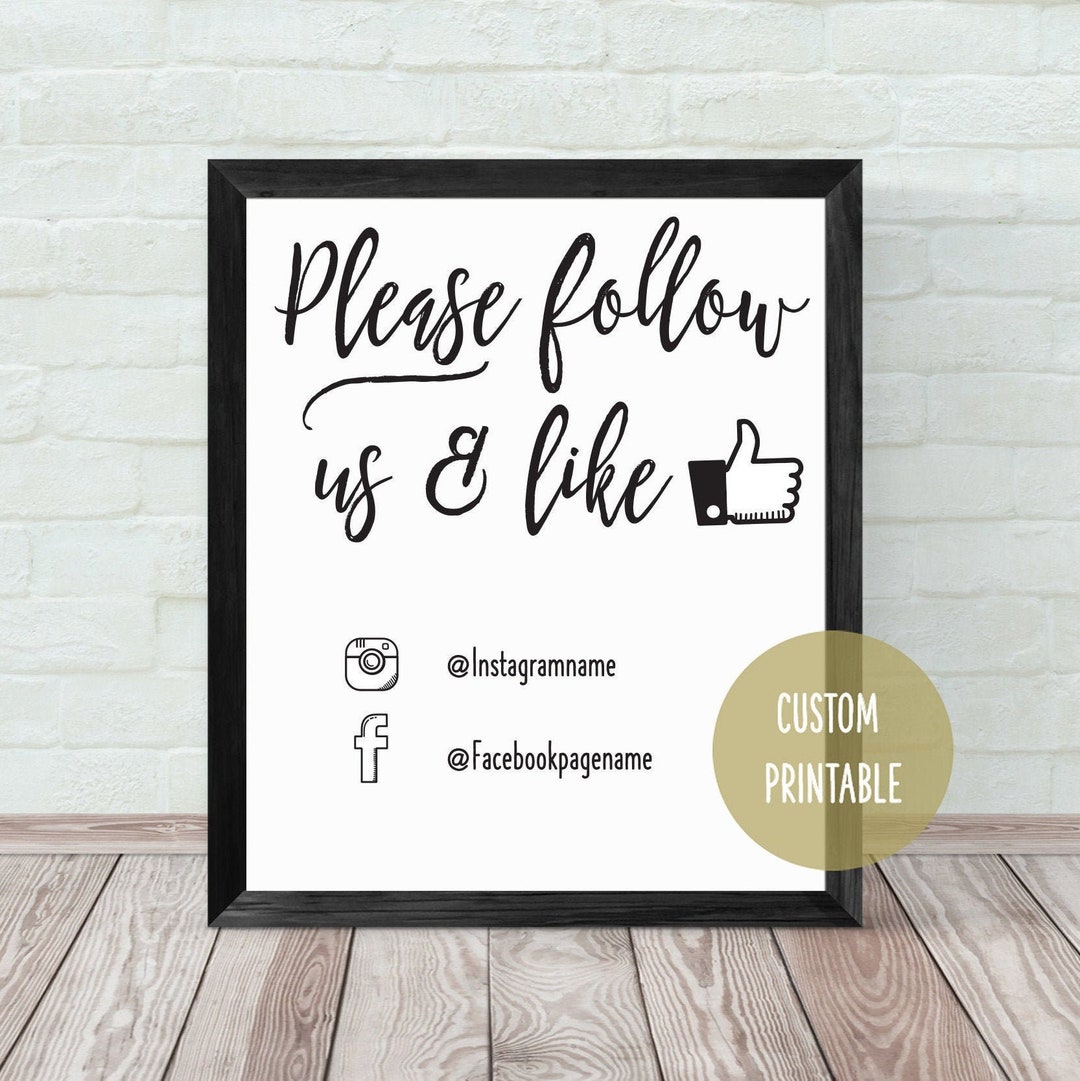 Please Follow Us & Like Social Media Sign 8x10 Small - Etsy