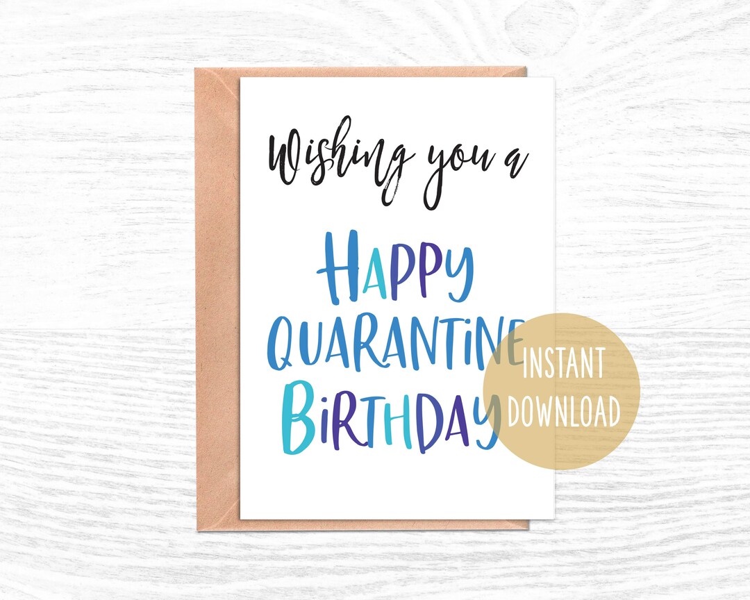 Quarantine Card Happy Quarantine Birthday Card Blue Social - Etsy