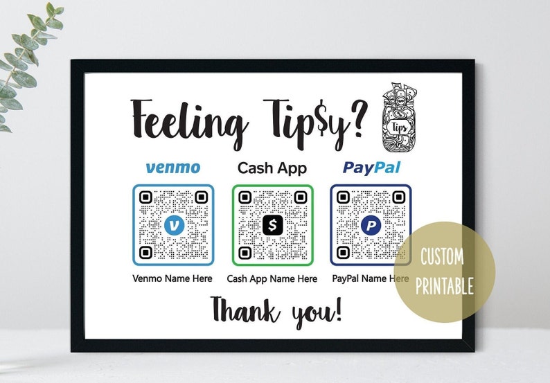 Custom Tips Jar Feeling Tipsy QR Code Scan to Tip Sign. 8x10 | Etsy