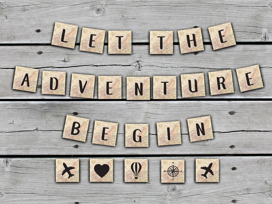 Printable Let the Adventure Begin Bunting World Map Travel - Etsy