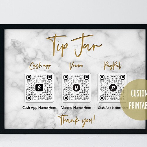 Printable Virtual Tip Jar Venmo Payment Sign QR Code Sign - Etsy