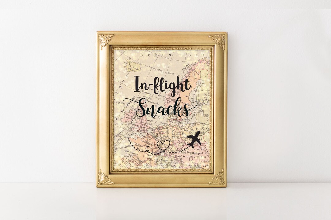 Printable in Flight Snacks Sign World Map 8x10 Travel Wedding Theme ...