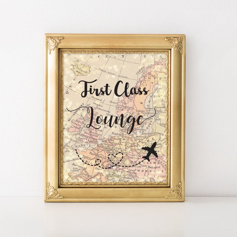 Printable First Class Lounge Sign World Map 8x10 Travel - Etsy