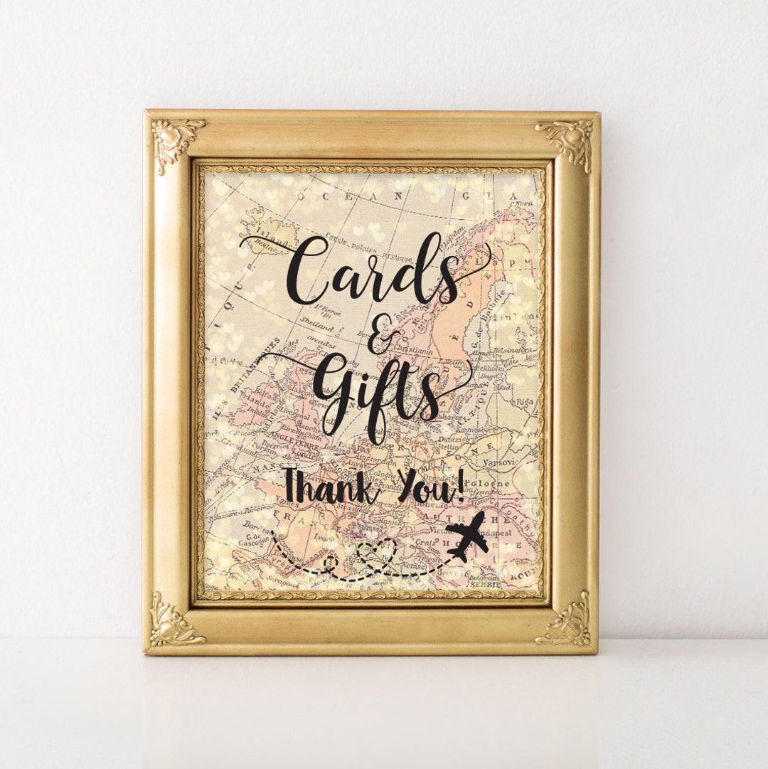 Cards & Gifts Sign World Map 8x10 Travel Theme, Printable, Bridal ...