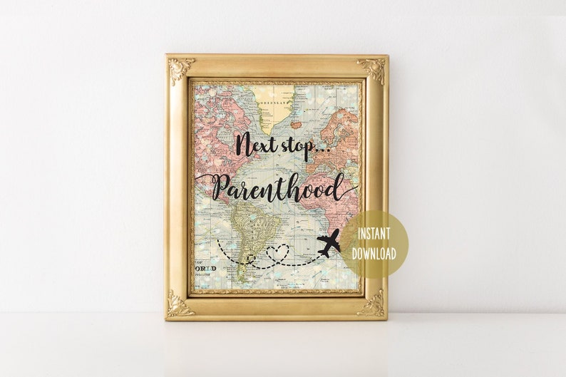 Next Stop Parenthood World Map 8x10 Travel Wedding Theme - Etsy