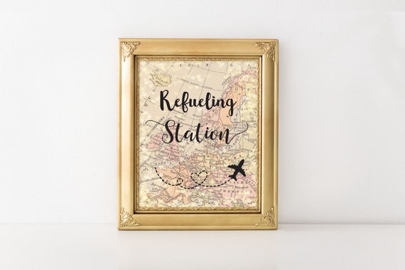 Printable Refueling Station Sign World Map 8x10 Travel | Etsy