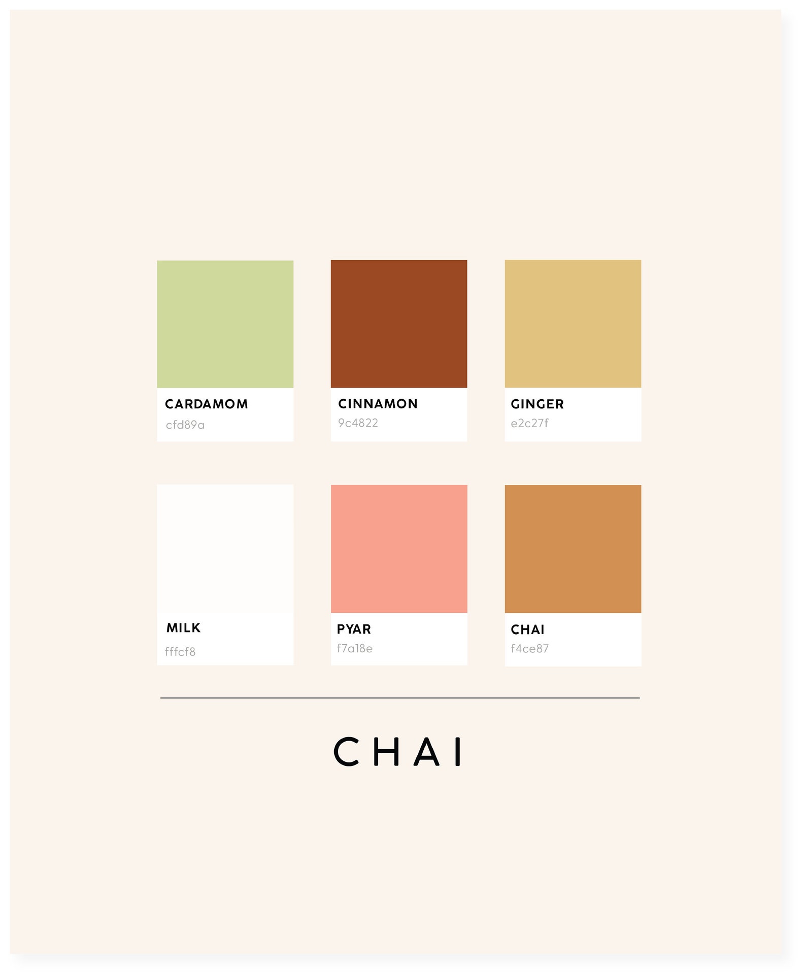 Chai Color Palette-art Print Chai Lovers Pantone Art | Etsy