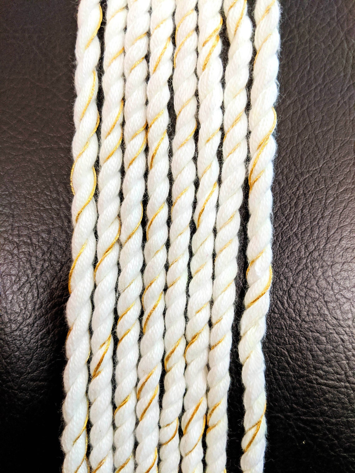 8mm Matellic Cotton Macrame Cord 10yd White Gold Twisted | Etsy