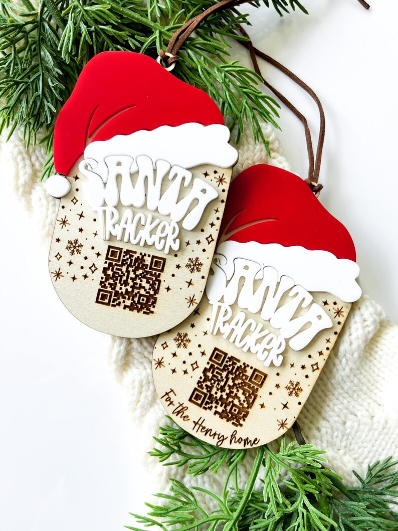 Santa Tracker, Santa Tracker Ornament, Santa QR Code, QR Code Ornament ...