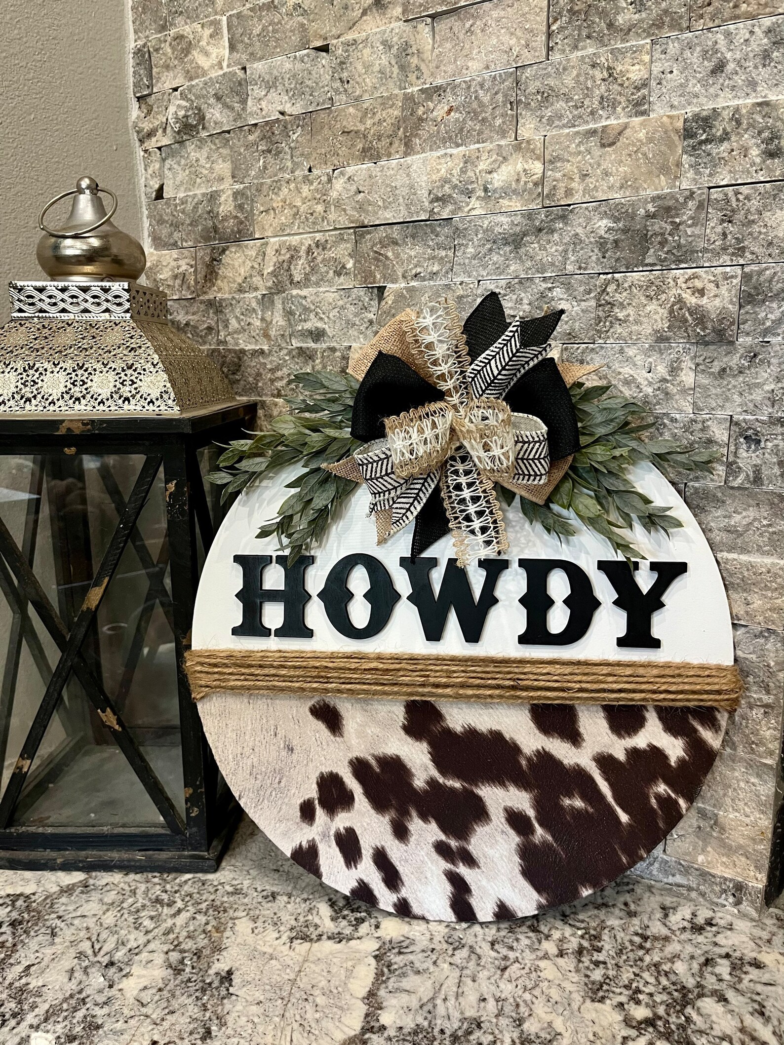 Howdy, Cowhide Door Hanger, Cowprint, Farmhouse Door Hanger, Western ...