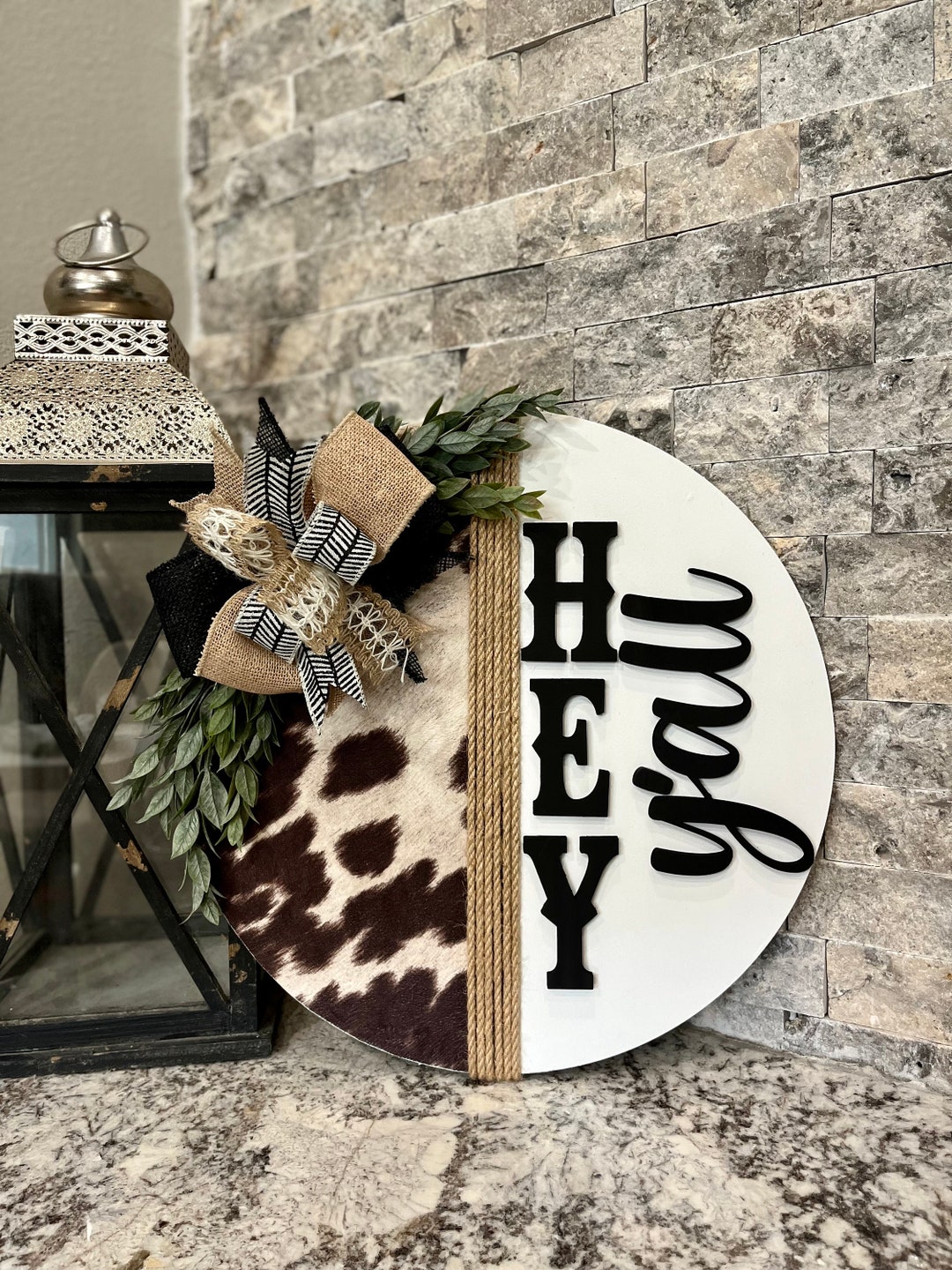 Howdy, Cowhide Door Hanger, Cowprint, Farmhouse Door Hanger, Western ...