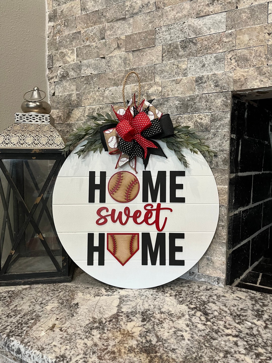 Home Sweet Home, Baseball Door Hanger, Baseball Sign, Wreath, Baseball ...